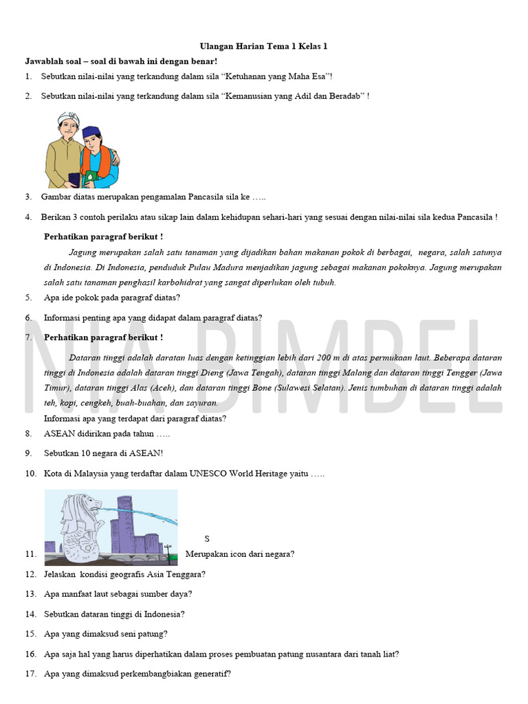 Ulangan Harian Tema 1 Kelas 6 | PDF