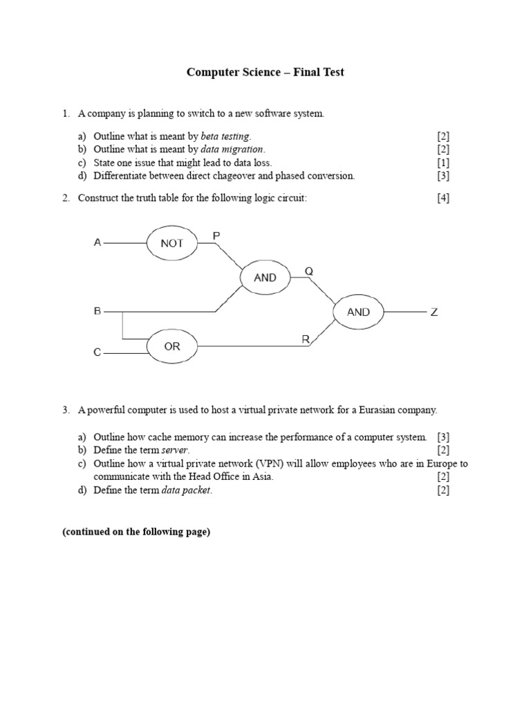 Example Sixth-Form CS Test 2 | PDF | Technology & Engineering