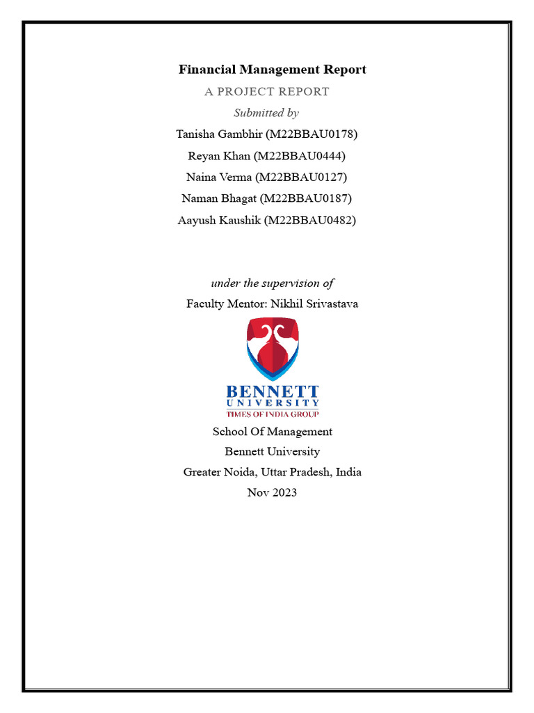 Financial Management Analysis Report | PDF | Price–Earnings Ratio ...