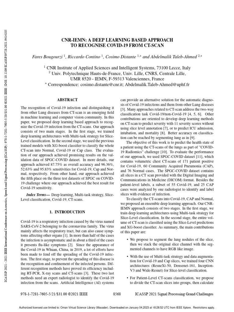 CNR-IEMN_A_Deep_Learning_Based_Approach_to_Recognise_Covid-19_from_CT-Scan | PDF | Ct Scan ...