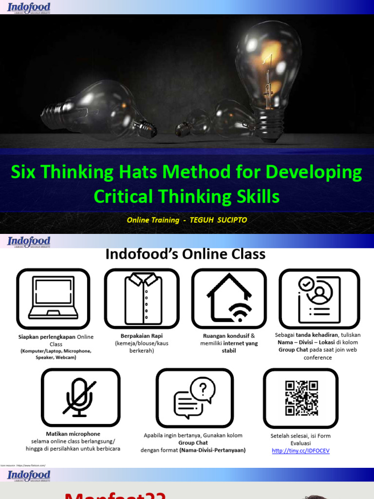 Materi Training - Six Thinking Hats Method For Developing Critical ... Materi Training - Six Thinking Hats Method For Developing Critical ...