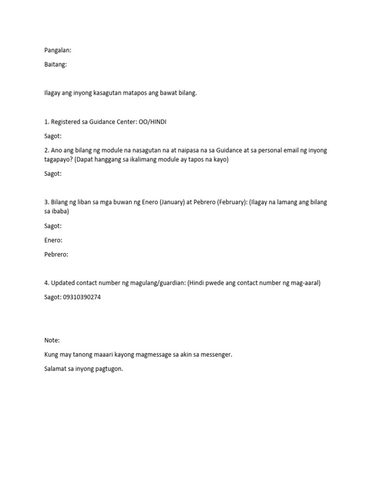 Template Guidance Module Update 2 | PDF