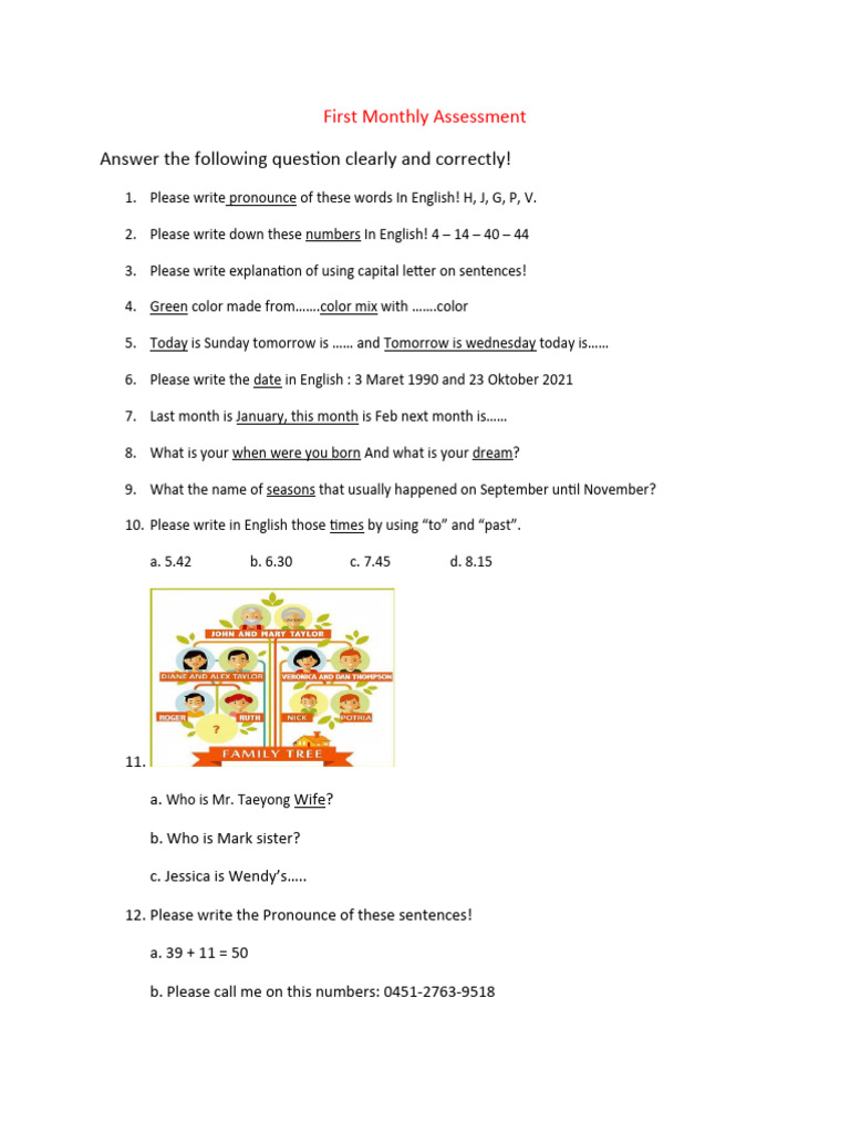 First Monthly Assessment Merry Group | PDF