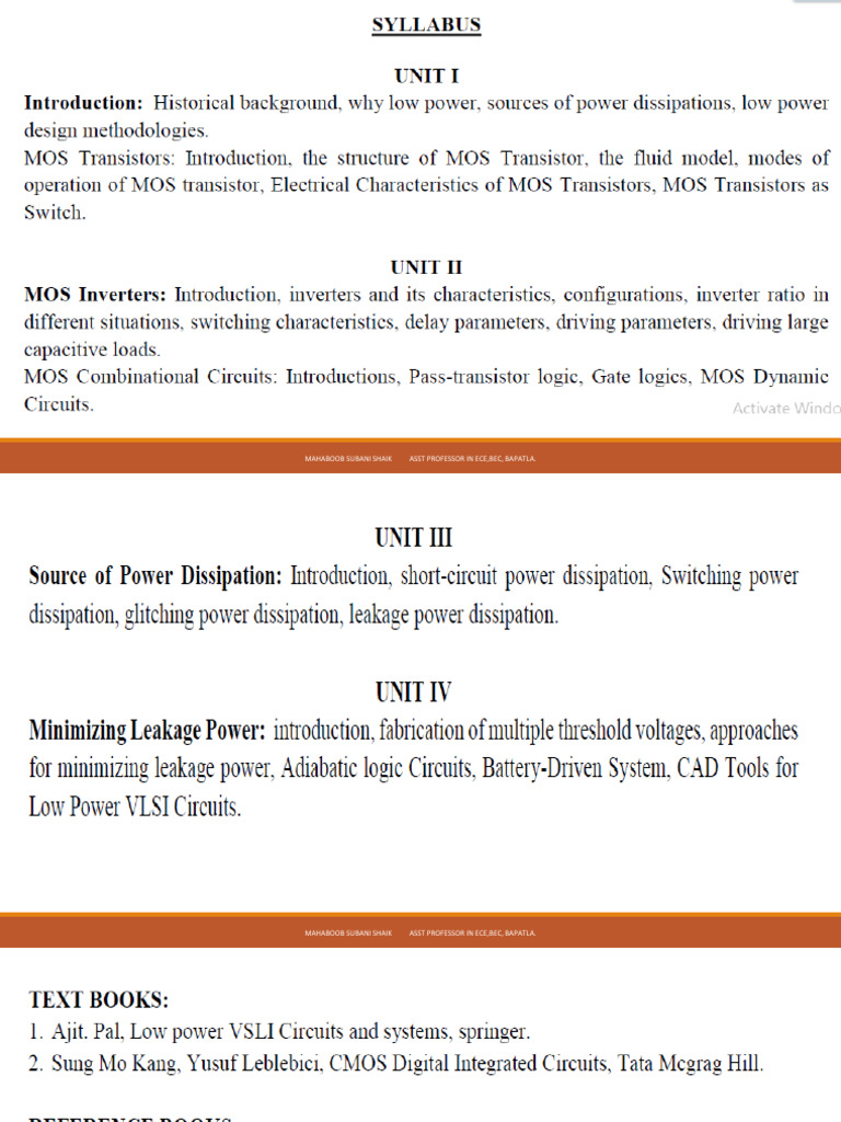 Lpvlsi Unit 4 | PDF | Mosfet | Cmos