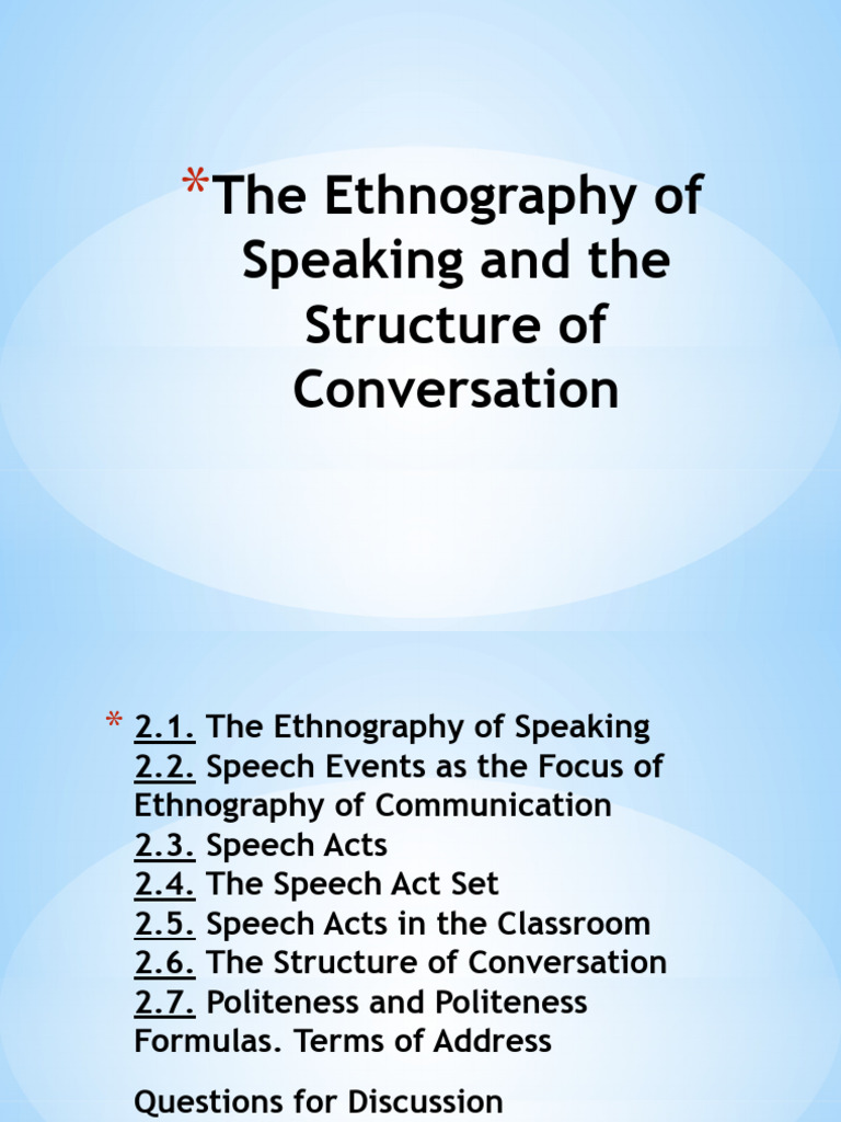 The Ethnography of Speaking and The Structure of Conversation | PDF ...