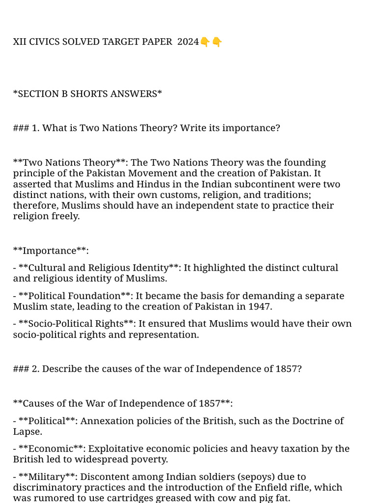 Civics Solved Target Paper 2024 | PDF | United Nations Security Council ...