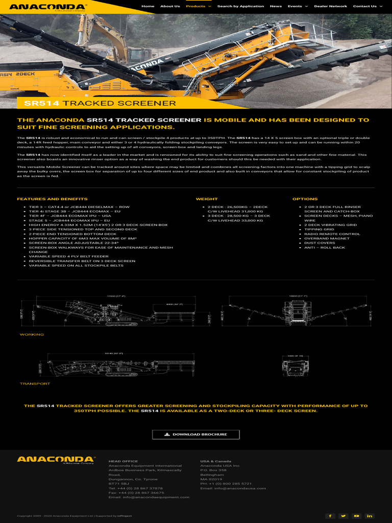 SR514 Tracked Screener - Mobile Incline Screening Anaconda Equipment | PDF | Equipment ...