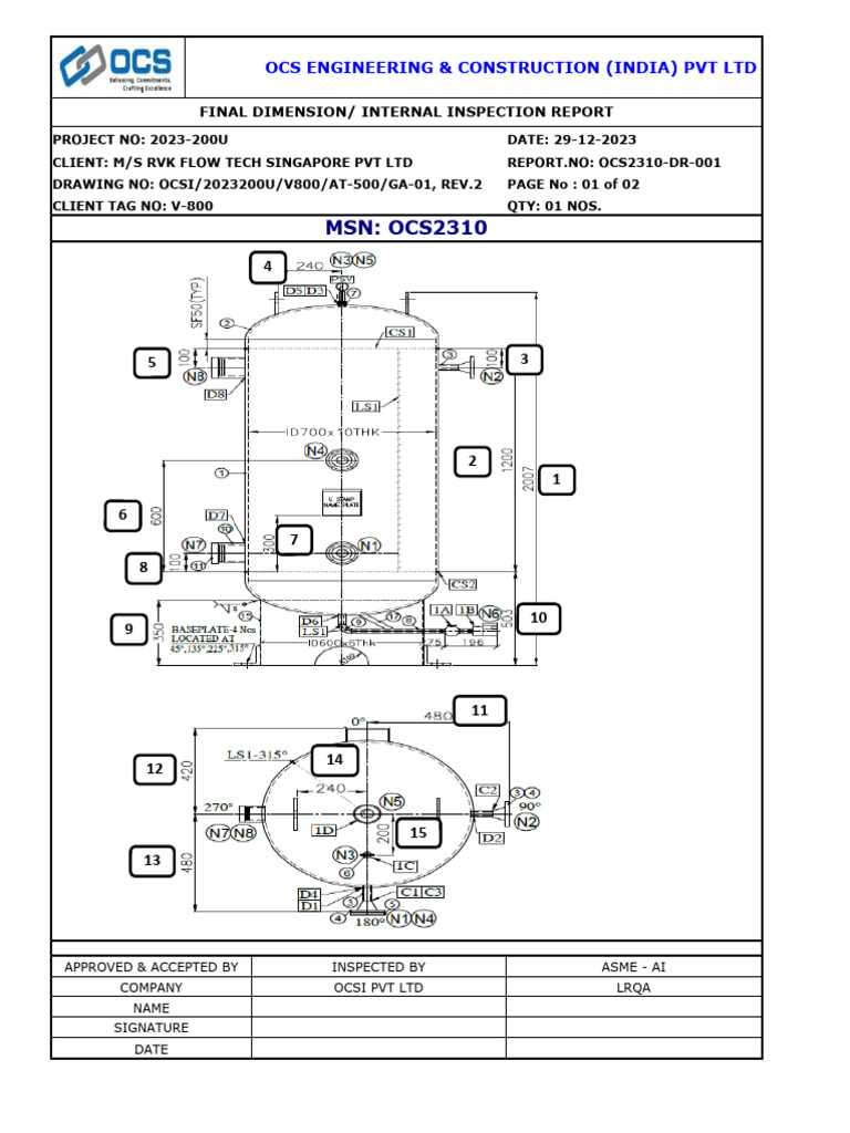OCS2310-DR-001 - Final Dimensions Report - 01 | PDF | Quality | Engineering