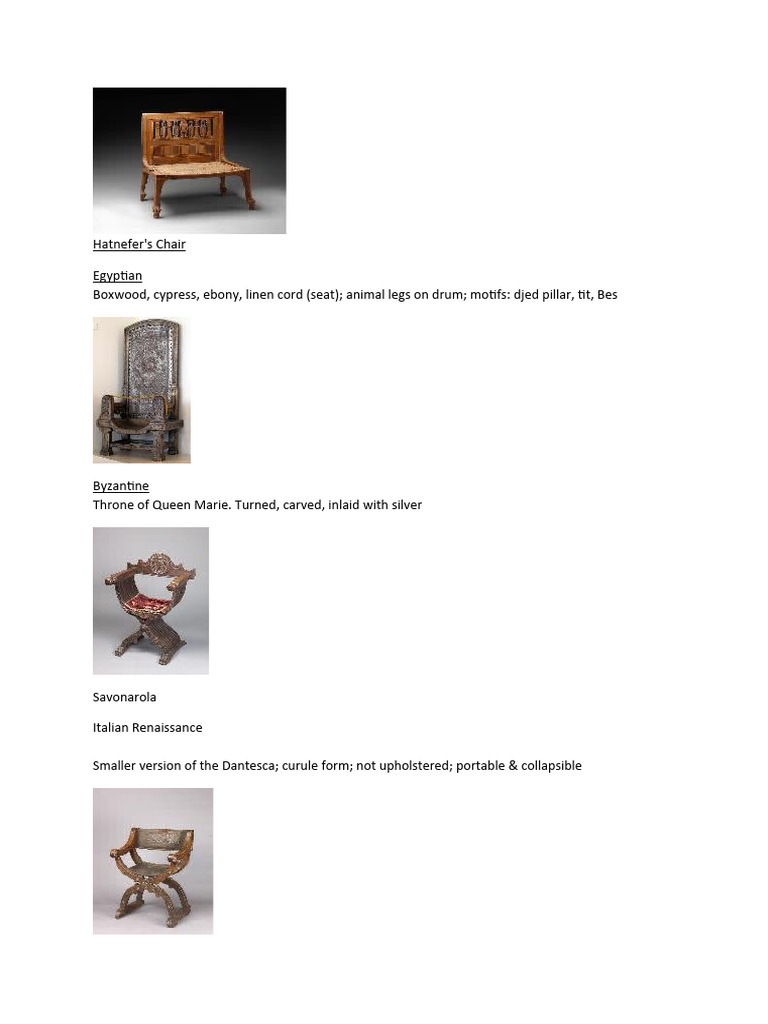 HISTORY OF CHAIRS | PDF | Chair | Furniture