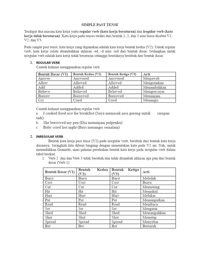 Simple Past Tense | PDF