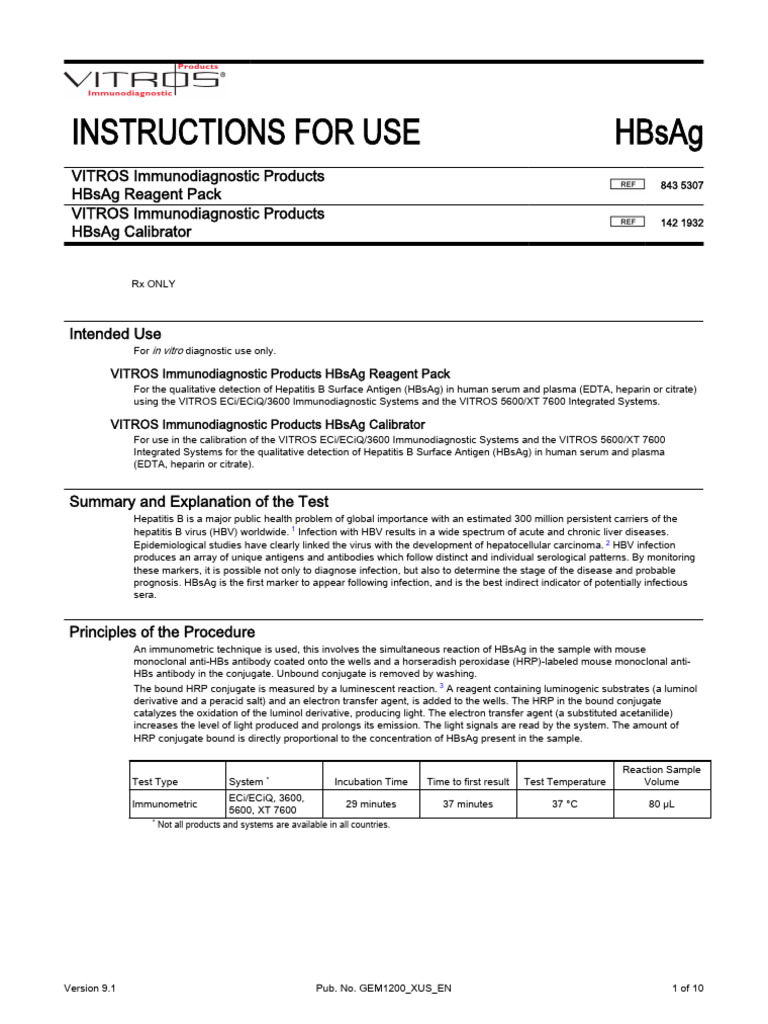 HBs Ag | PDF | Immunoassay | Hepatitis B