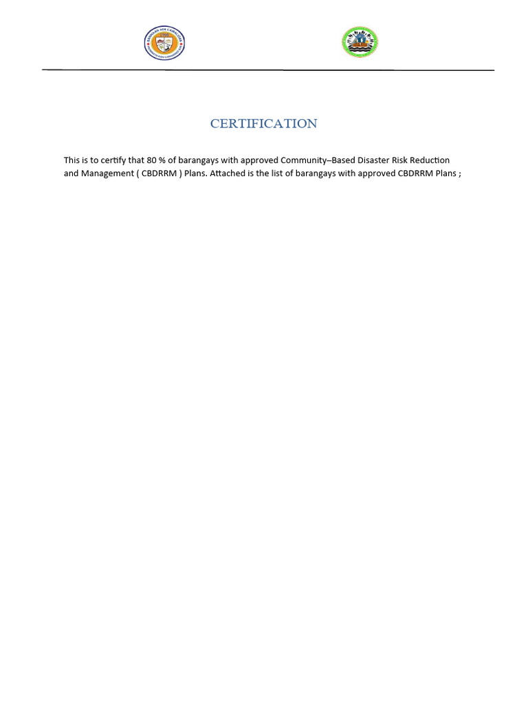 Certification BDRRM | PDF
