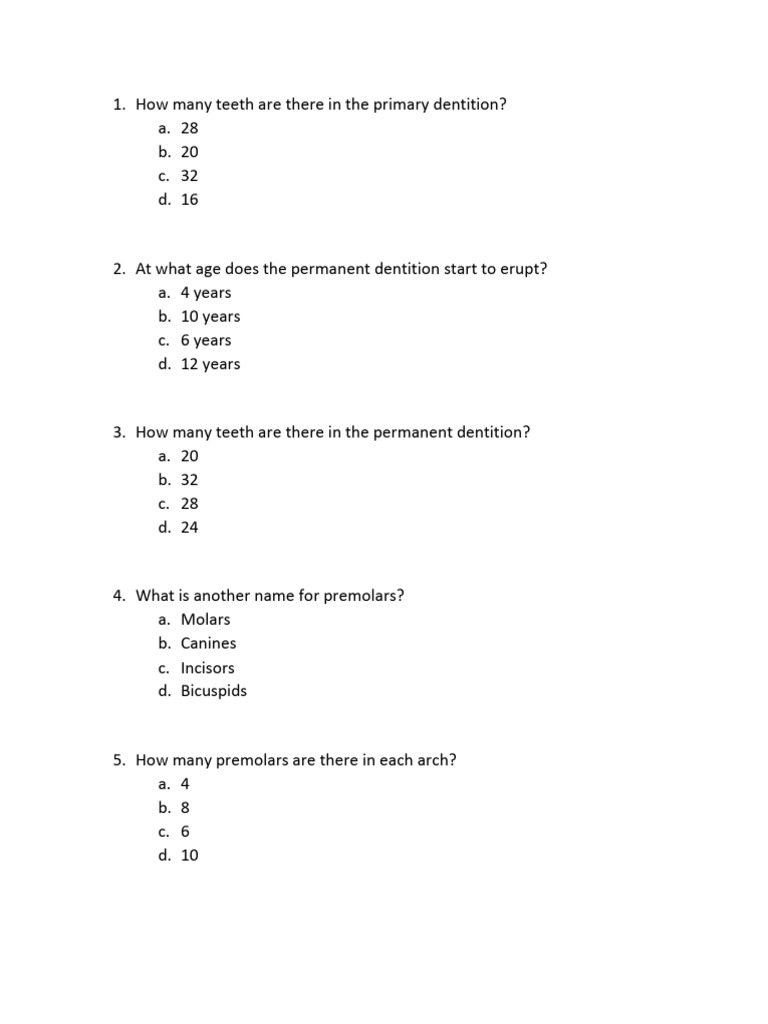 Dental Test 1 | PDF | Dental Anatomy | Human Tooth