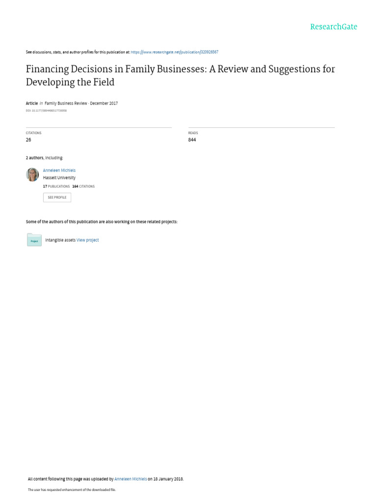 Family Business Financing Decisions Review | PDF | Capital Structure ...