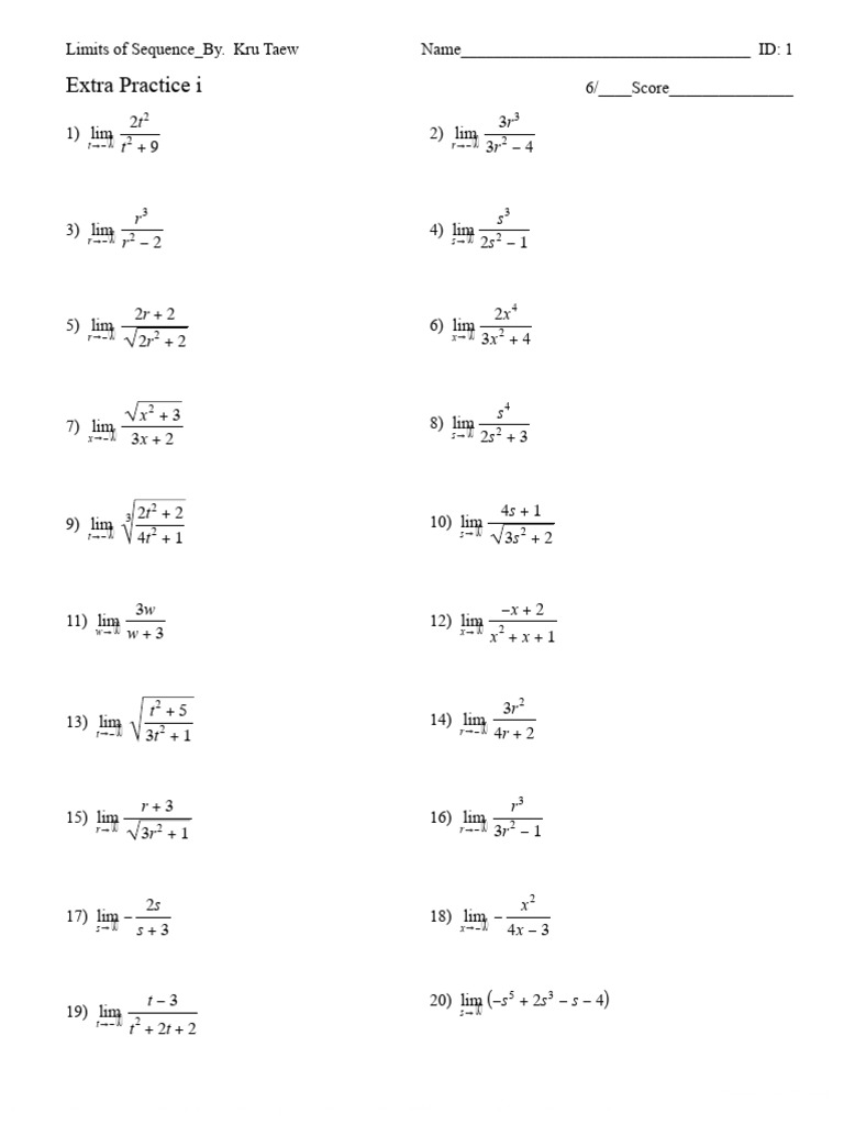 Extra Practice I Limit of SQ | PDF