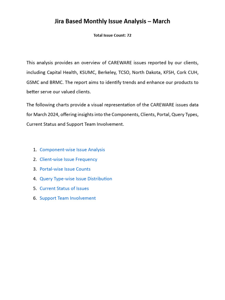 March 2024 Jira Issue Analysis | PDF | Information Technology Management | Software