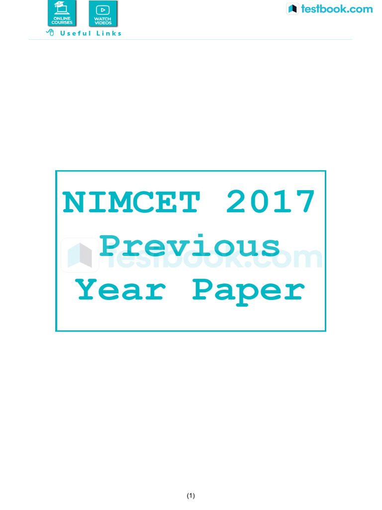 Nimcet 2017 Previous Year Paper Ce57fc0f | PDF | Triangle | Zero Of A ...
