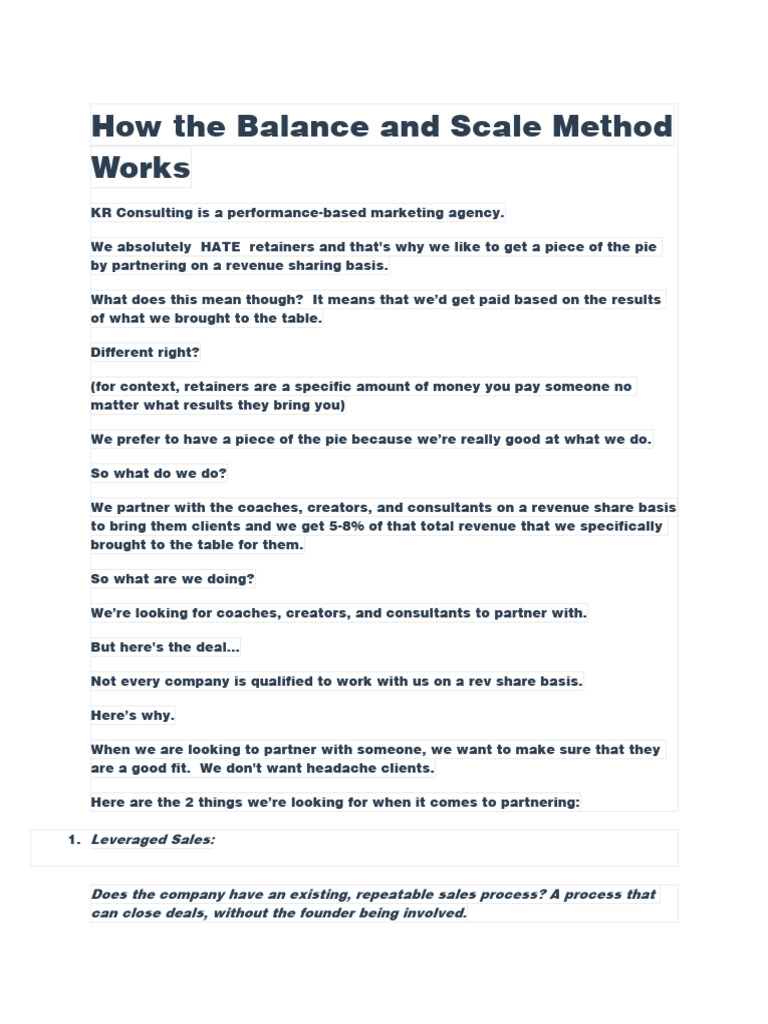 How The Balance and Scale Method Works | PDF | Consultant | Pricing