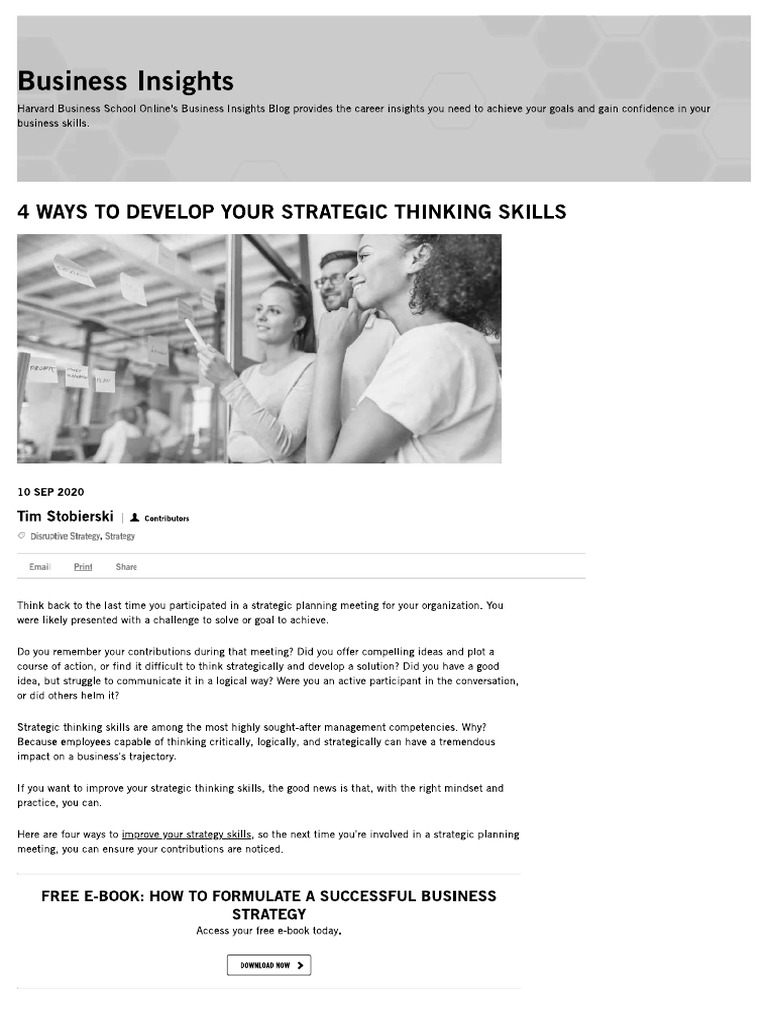4 Ways To Develop Your Strategic Thinking Sills | PDF
