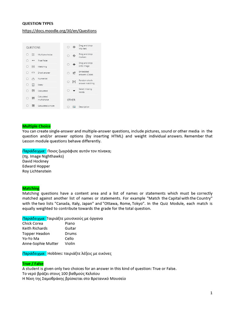 Question Types 20240131 | PDF