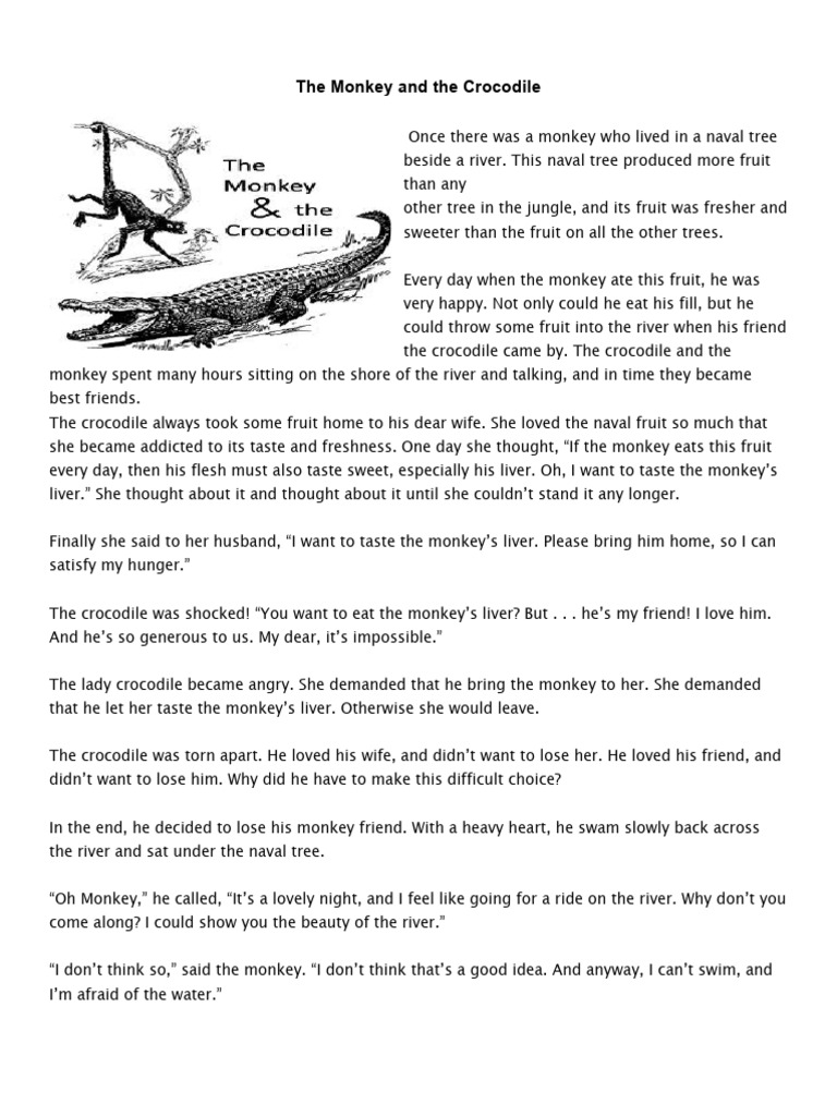 The Monkey and The Crocodile | PDF