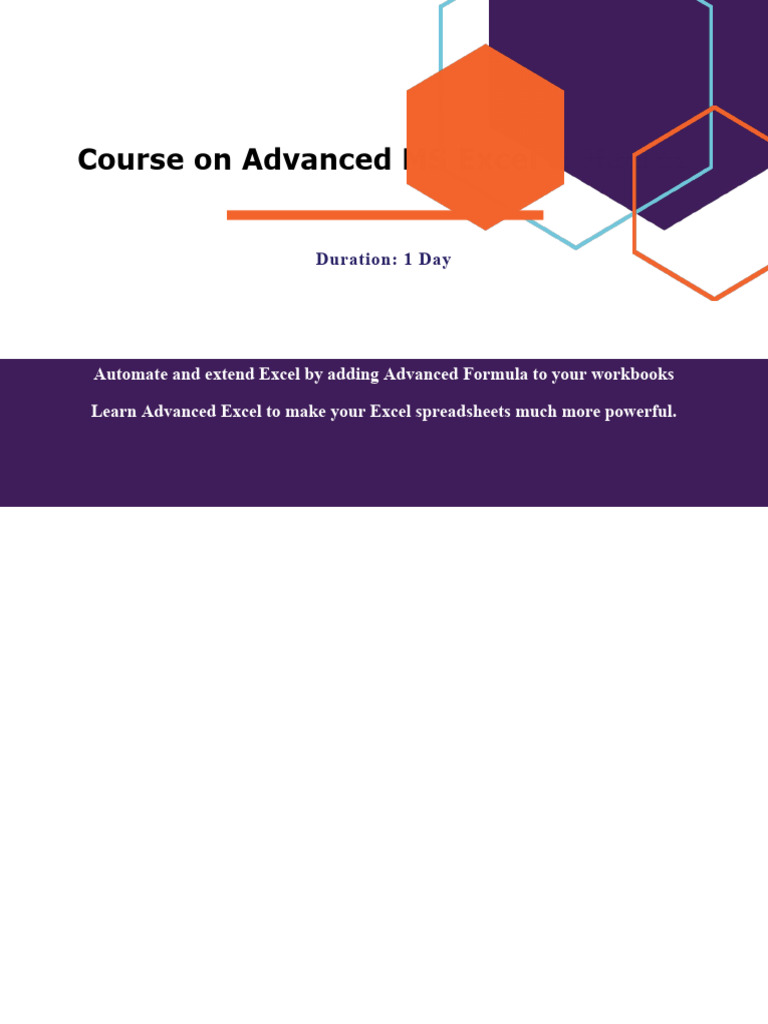 Advanced MS Excel 2016 Course Outline | PDF | Microsoft Excel | Spreadsheet