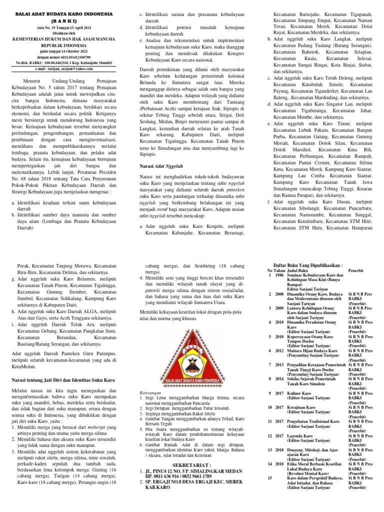 Pemajuan Adat Karo dan Identitas Budaya | PDF