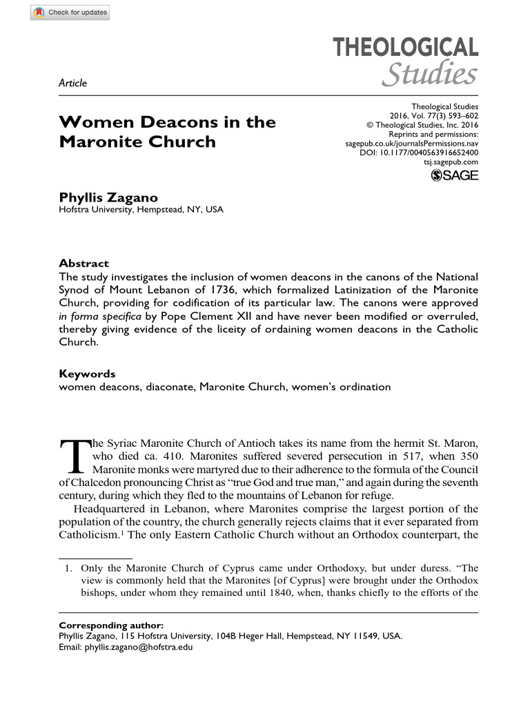 Women Deacons in the Maronite Church | PDF | Deacon | Ordination