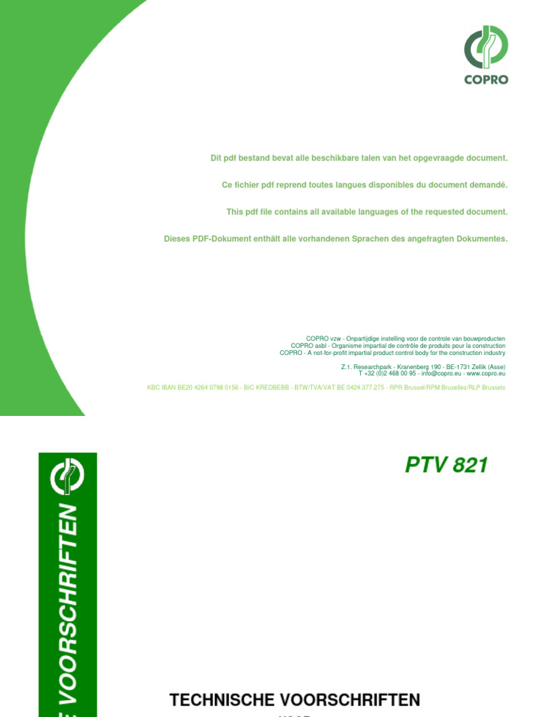 WEB PTV 821 BENOR V 1.0 - Zandcement | PDF