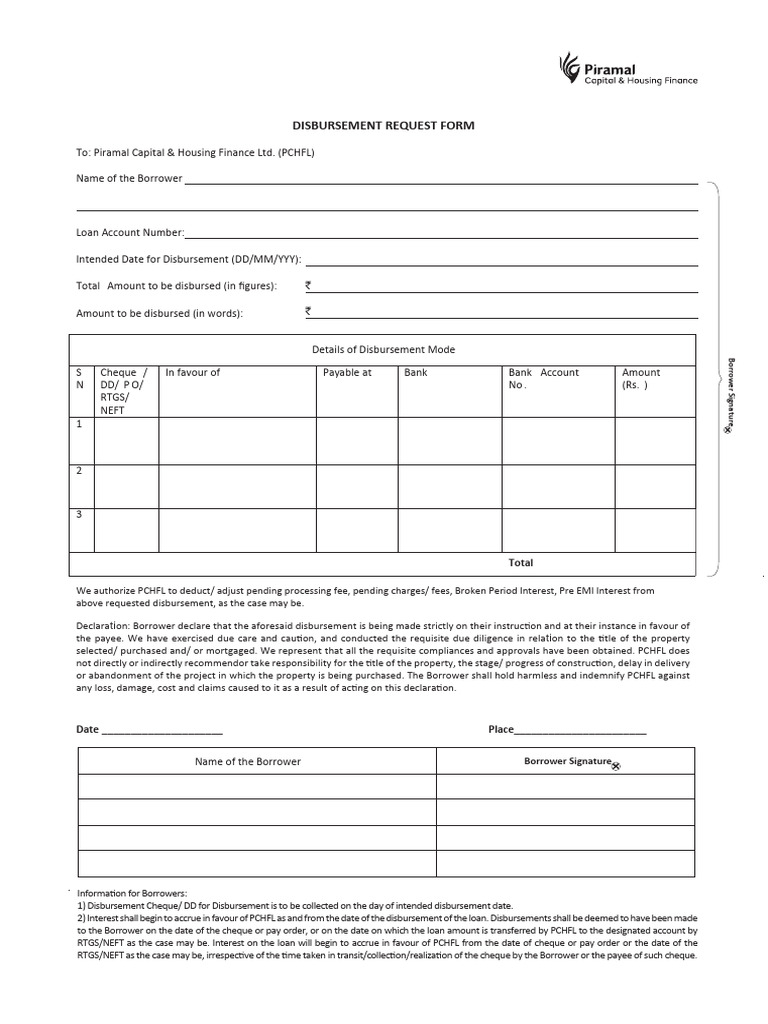 Disbursement Request Form V3 | PDF | Cheque | Mortgages