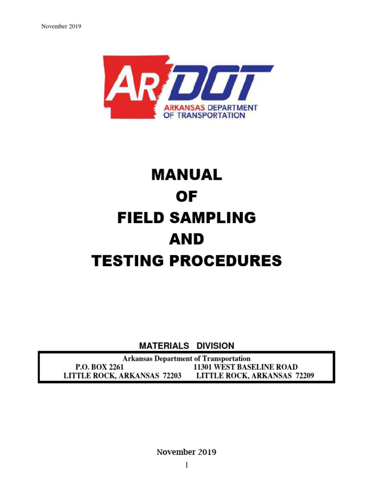 Arkansas Field Sampling Manual | PDF | Concrete | Road Surface