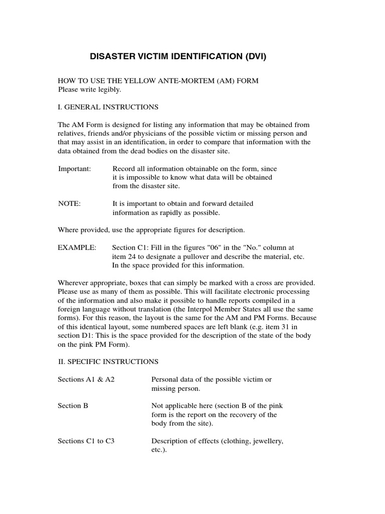 1 Ante Mortem Form | PDF | Identity Document | Dentist