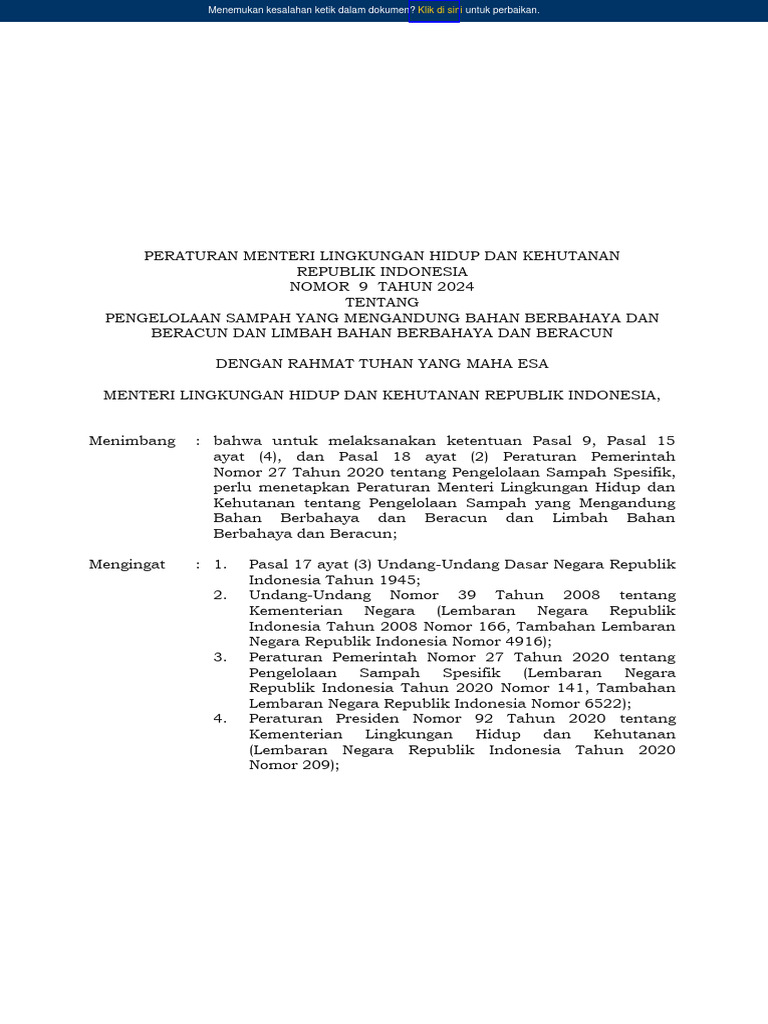 Permen LHK 9 2024 | PDF