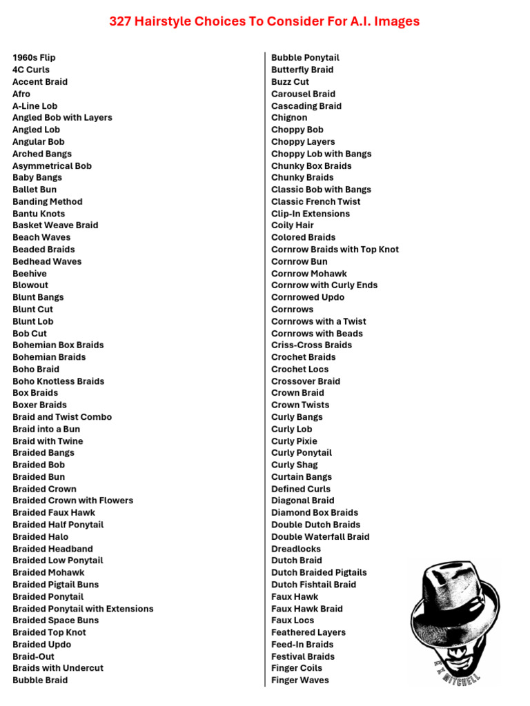 327 Hairstyle Choices To Consider For A.I. Images | PDF | Hairstyle ...