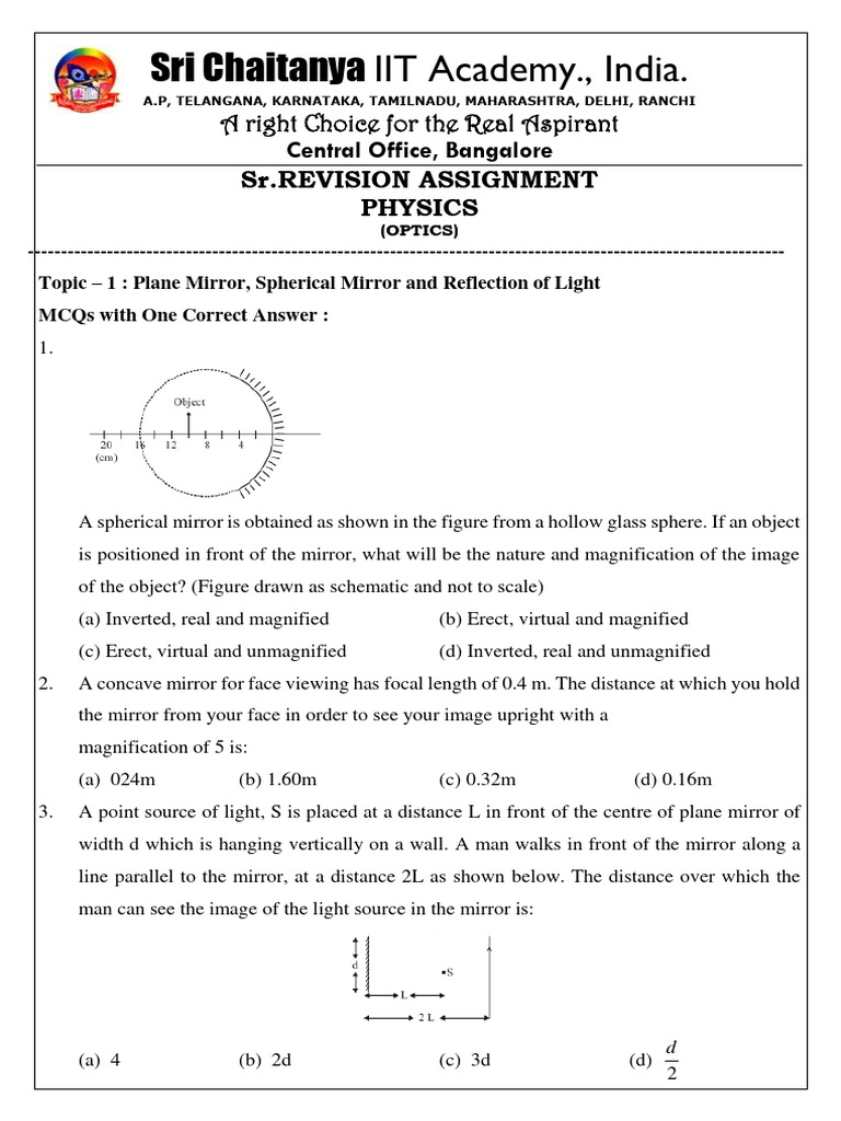 2 PHY REV - Assn W-2!10!08-2023 Geometrical Optics | PDF | Refraction ...