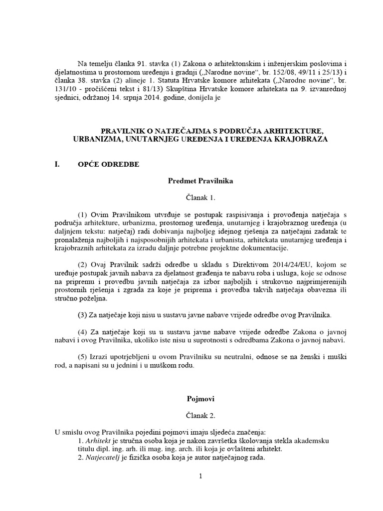 PRAVILNIK o Natjecajima S Podrucja Arhitekture I Urbanizma | PDF