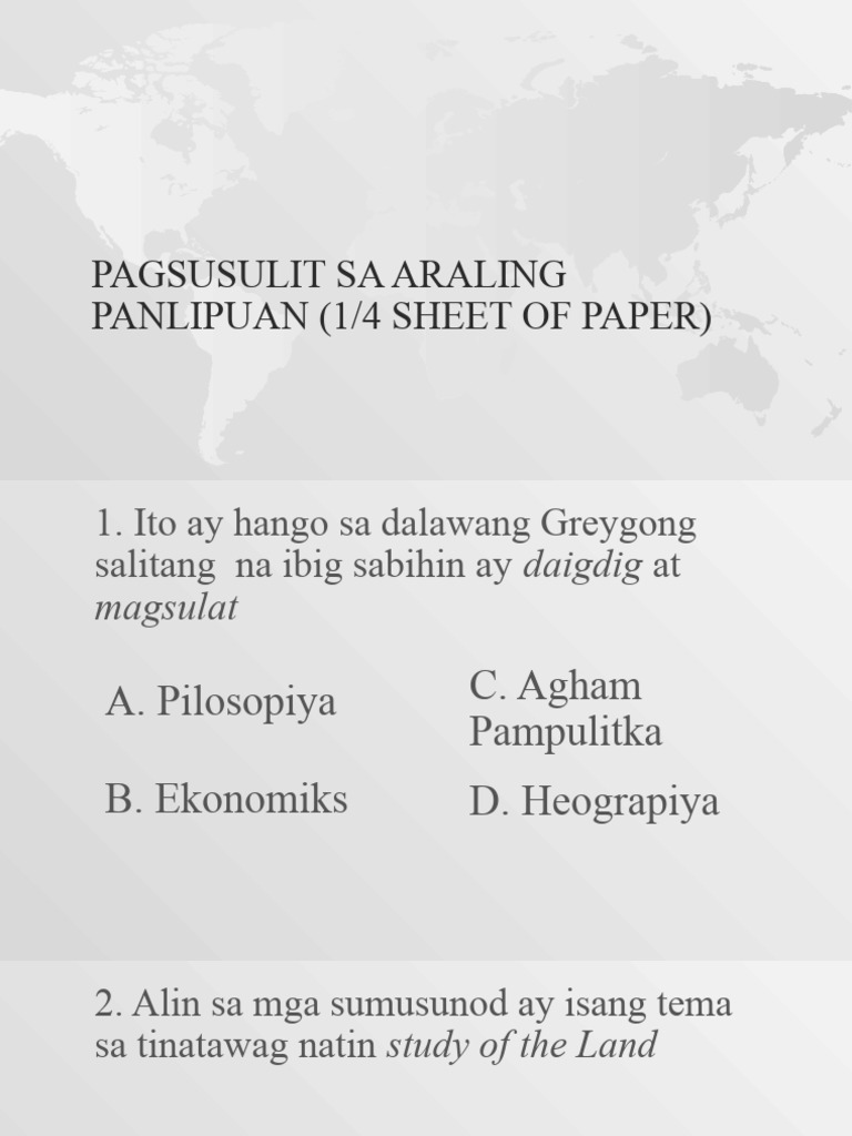 Pagsusulit Sa Araling Panlipuan | PDF