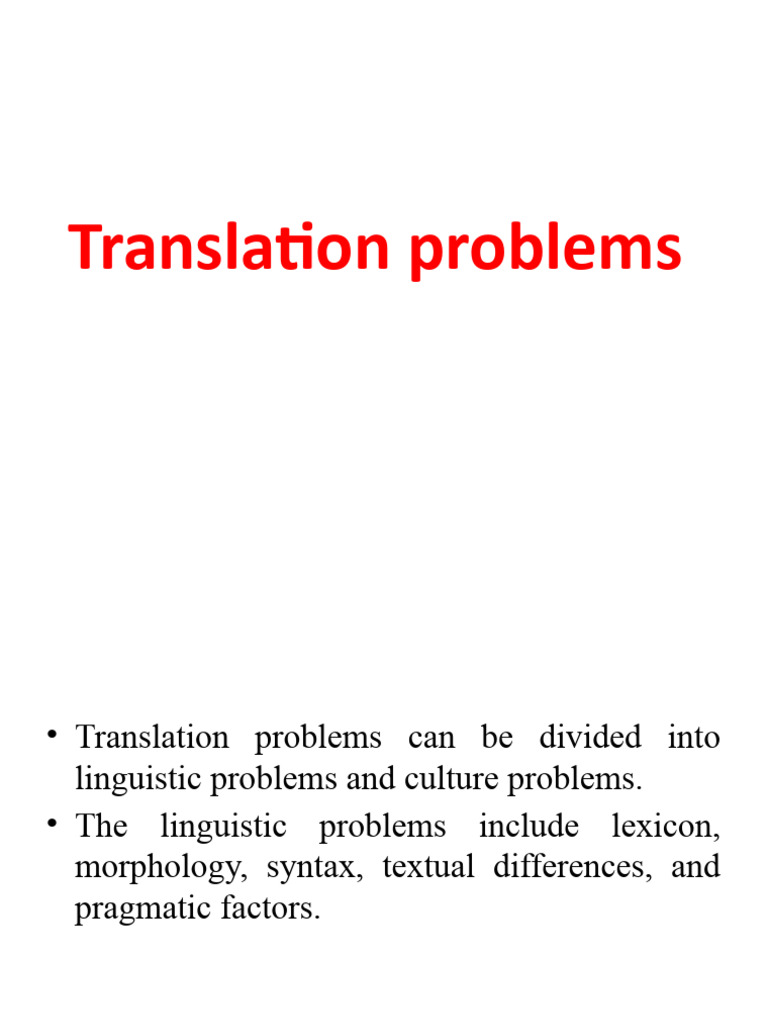 Translation Problems | PDF | Lexicon | Word