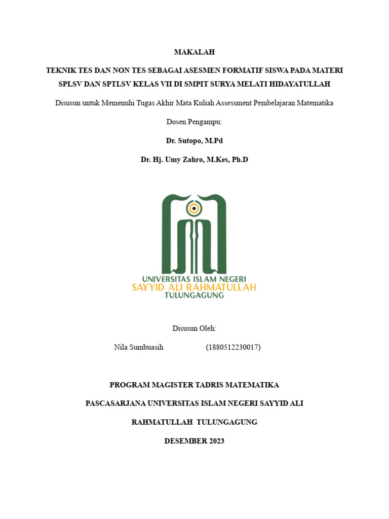 Makalah Tugas Akhir Asesmen (Nila Sumbuasih) | PDF | Karier ...