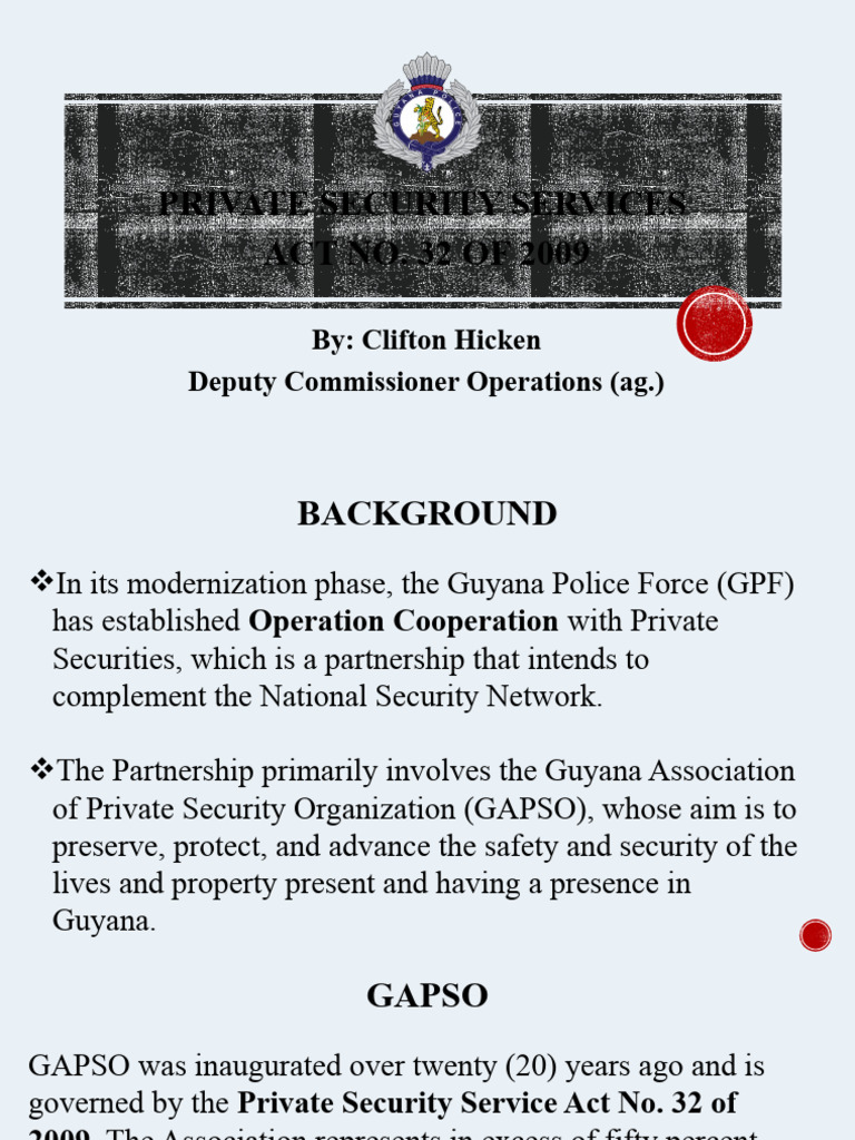 Guyana's Private Security Services Act | PDF | Security Guard | License