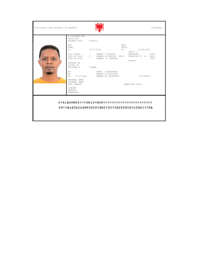Albania e Visa. Ahmed Yonis | PDF