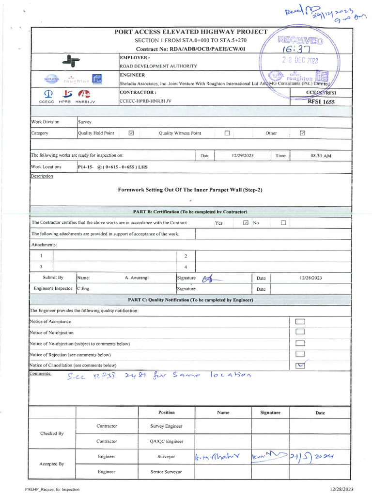 Parapet Wall Inspection | PDF