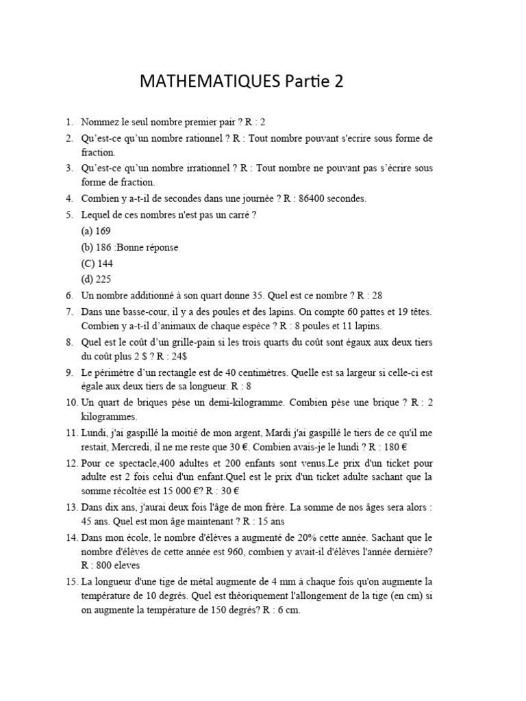 Questions et réponses en mathématiques | PDF | Échecs | Théorie (échecs)