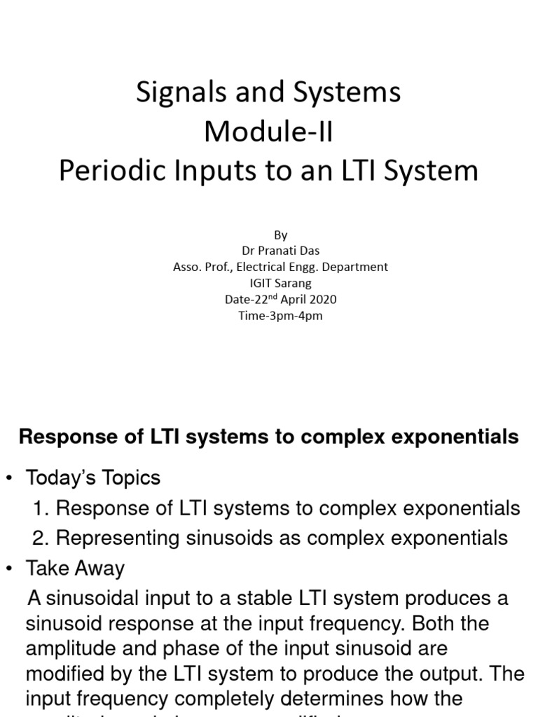 22nd April 2020_Response of an LTI system to complex exponentials | PDF | Mathematical Analysis ...