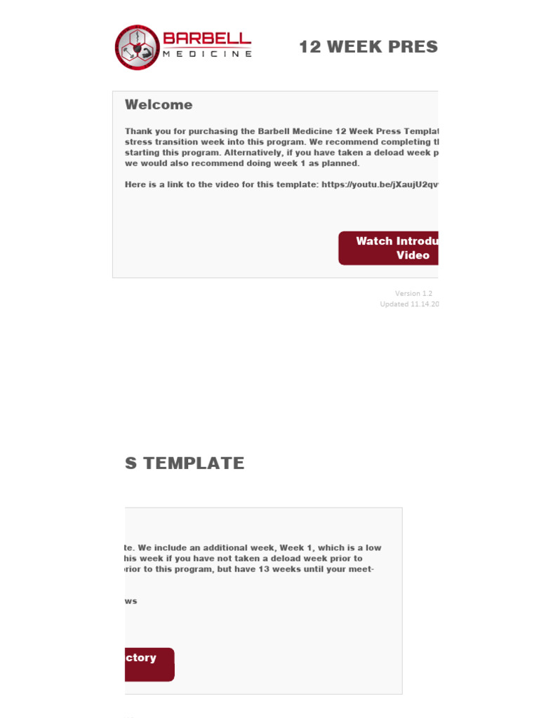 12wk Press v2 | PDF | Physical Exercise | Strength Training