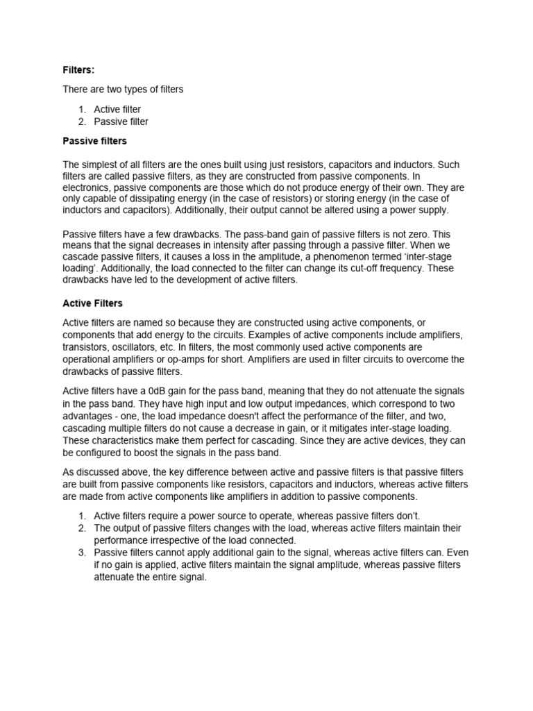 Filters | PDF | Electronic Filter | Passivity (Engineering) Filters | PDF | Electronic Filter | Passivity (Engineering)