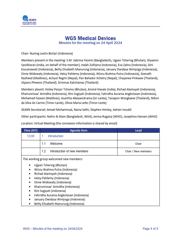 WG5 Medical Devices | PDF | Medical Device | Pandemic