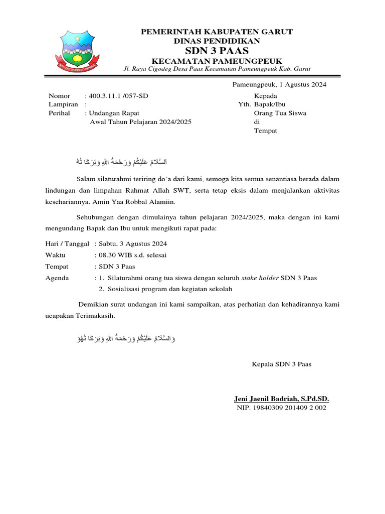 Undangan Rapat Orang Tua 2 | PDF