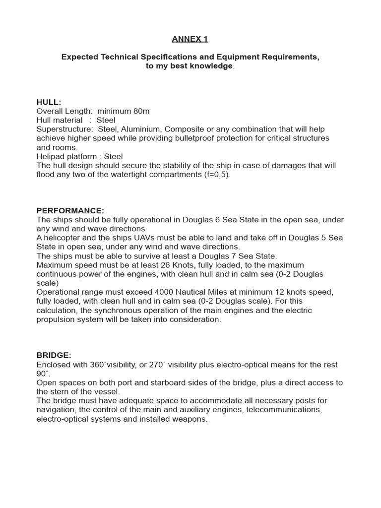 Ship Technical Specs and Requirements | PDF | Marine Propulsion | Ships