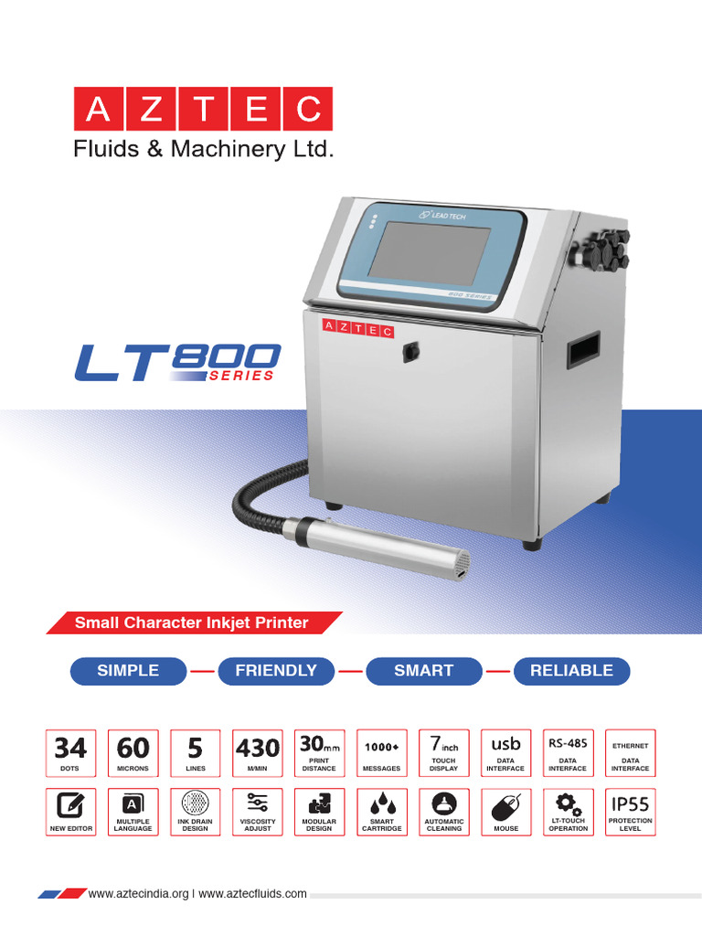 Aztec LT800 Series CIJ Brochure v1.0 | PDF | Printer (Computing ...